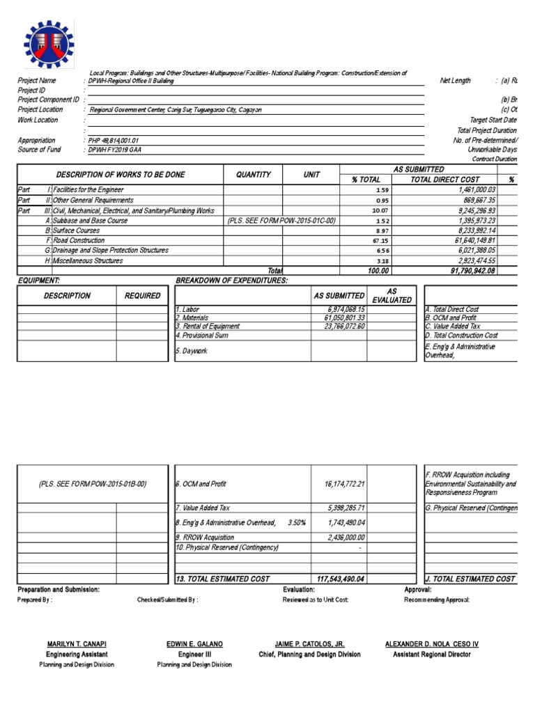 DPWH Ext. BLDG | PDF | Cost | Building Materials