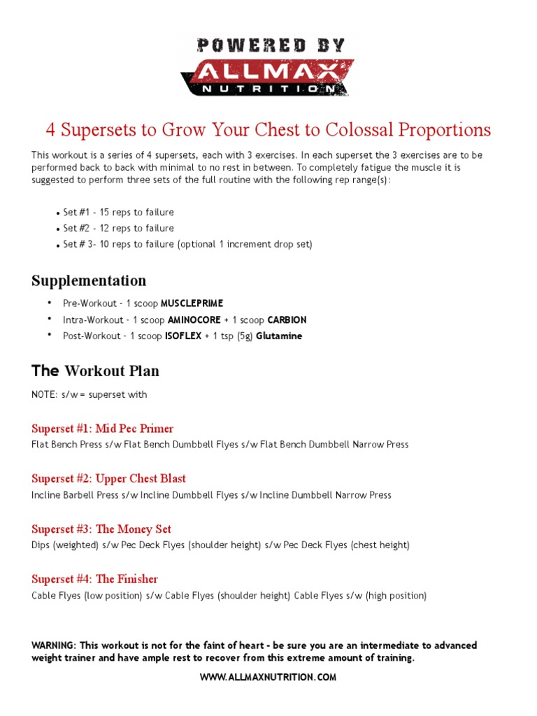 Allmax Nutrition Explosive Chest Training Program | PDF