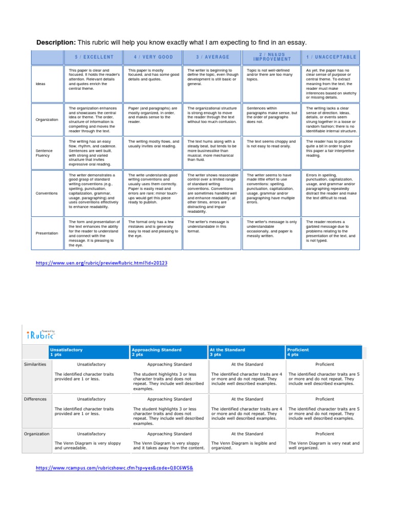 Essay Writing Rubric | PDF | Punctuation | Essays