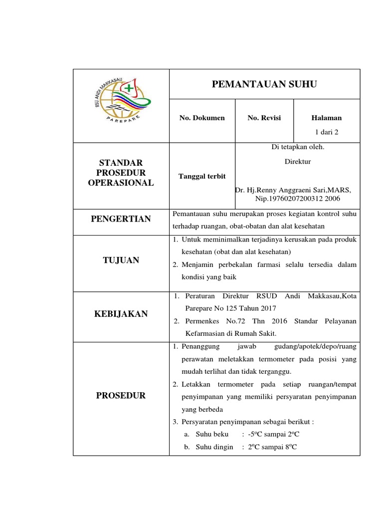 Sop Pemantauan Suhu | PDF