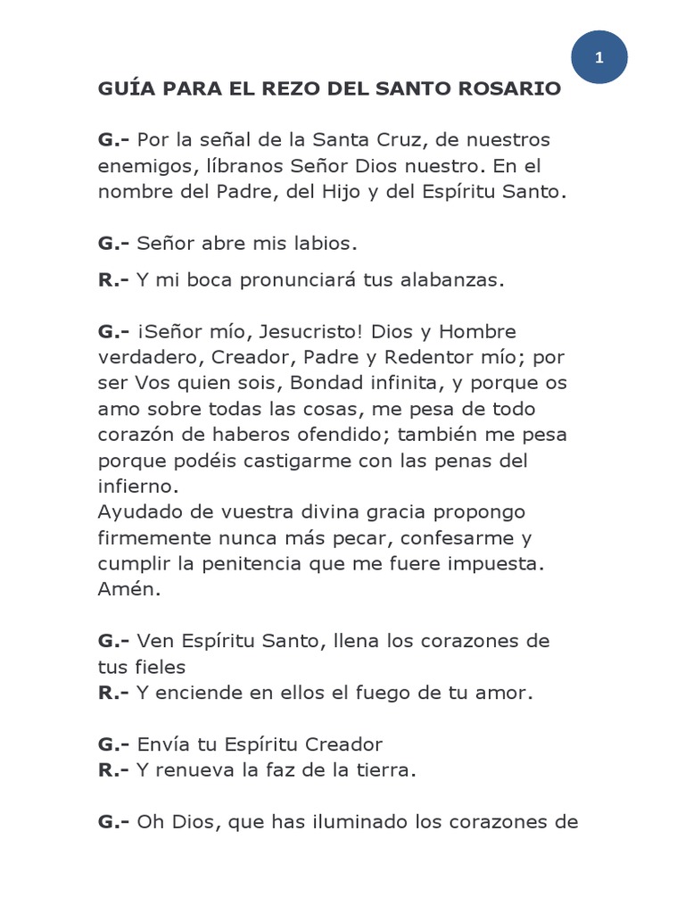 Guía para El Rezo Del Santo Rosario | Descargar gratis PDF | Oración ...