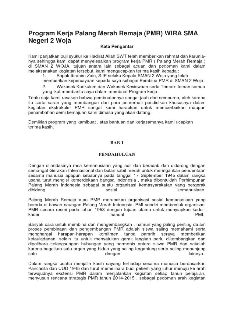 Contoh Program Kerja PMR | PDF