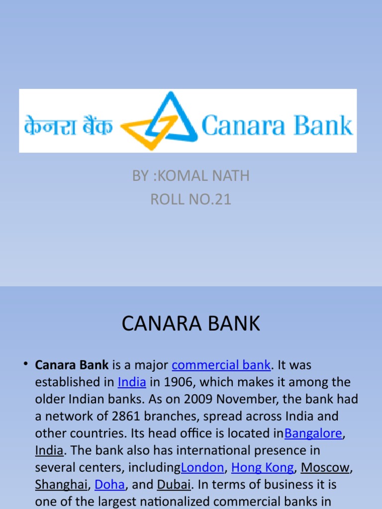 Overview of Canara Bank's History and Vision | PDF | Banks | Deposit ...