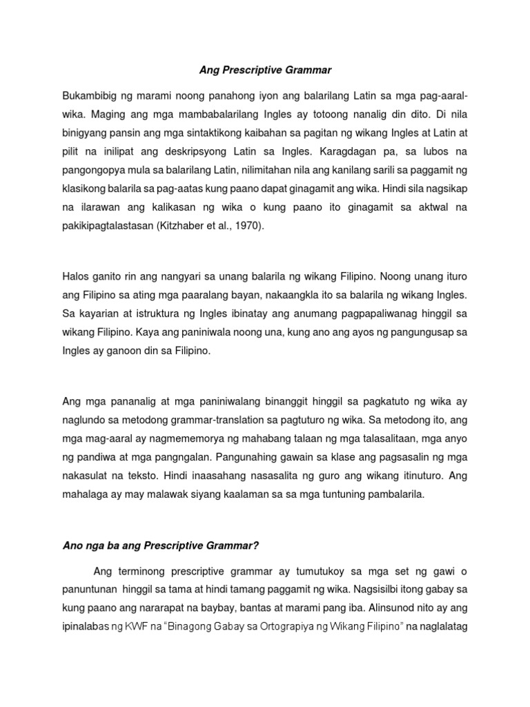 Prescriptive Grammar written