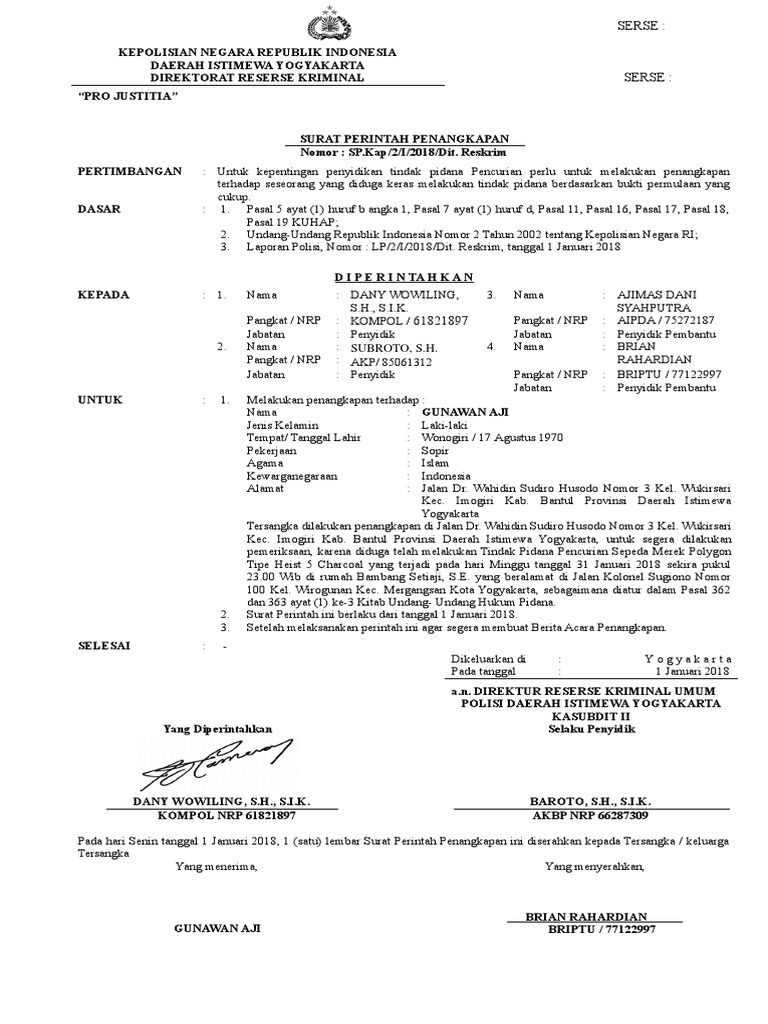 Surat Perintah Penangkapan | PDF