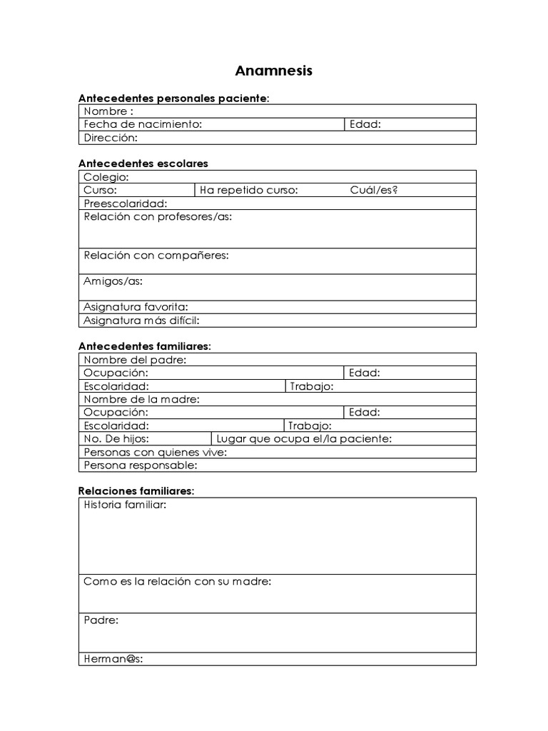 Formato Anamnesis | PDF