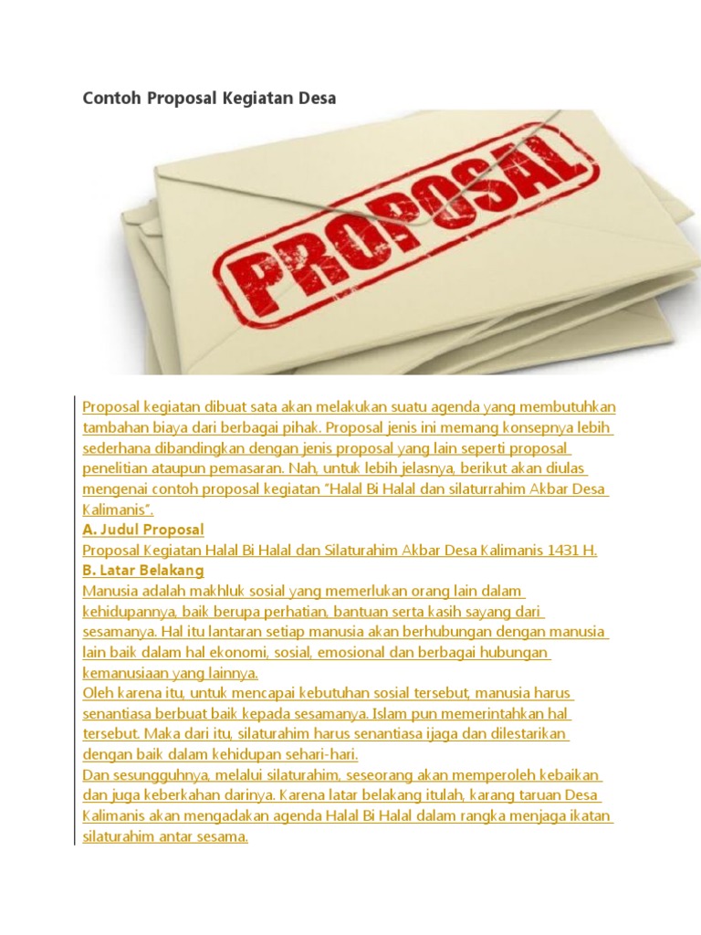 Contoh Proposal Kegiatan Desa | PDF