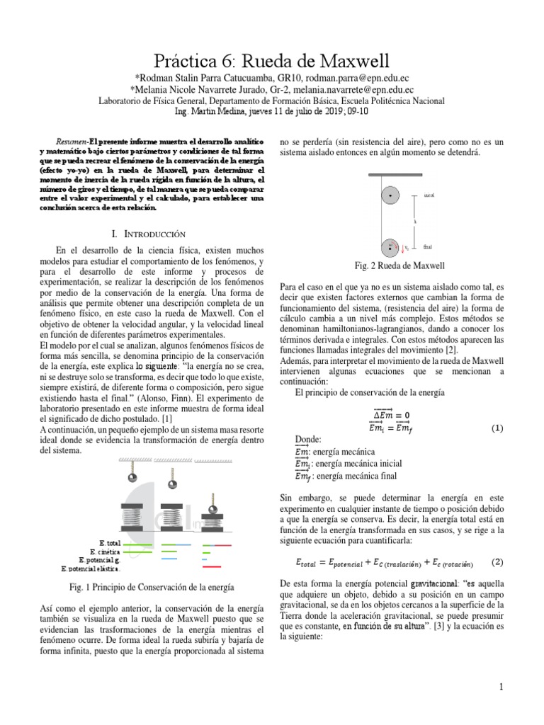 Práctica7 Rueda de Maxwell Ver 2019 | PDF | Masa | Energía cinética