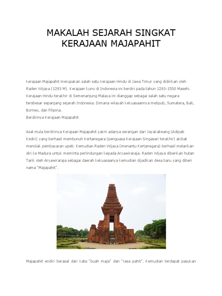 Makalah Sejarah Singkat Kerajaan Majapahit | PDF