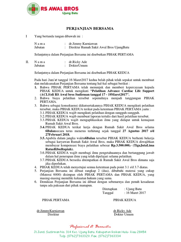 Surat Perjanjian Pelatihan | PDF