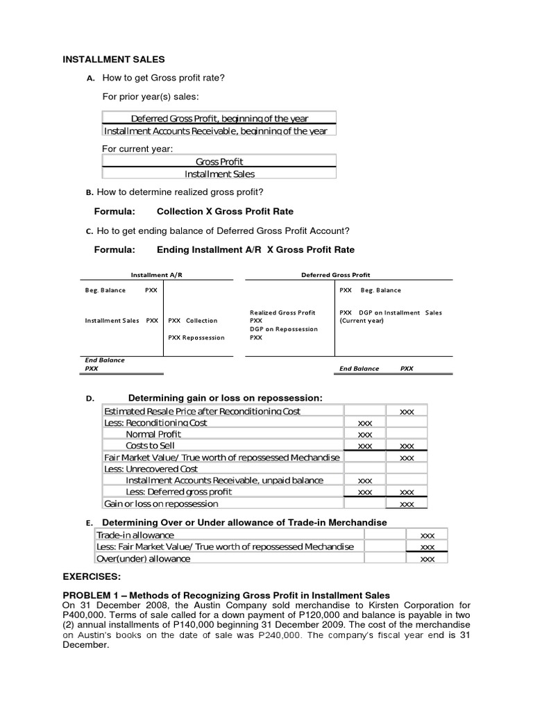 Installment Sales. HO1 | PDF | Revenue | Gross Income