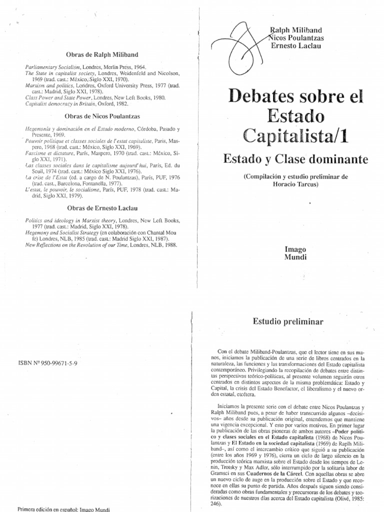 Nicos Poulantzas, Ralph Miliband, Ernesto Laclau, Horacio Tarcus ...