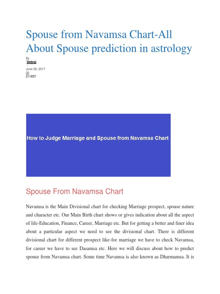 Spouse From Navamsa Chart | PDF | Planets In Astrology | Hindu Astrology