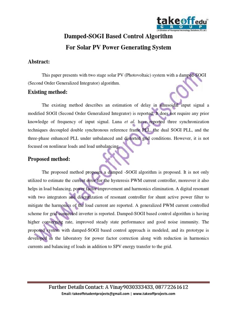 Damped-SOGI Based Control Algorithm PDF | PDF | Electrical Grid | Power Inverter