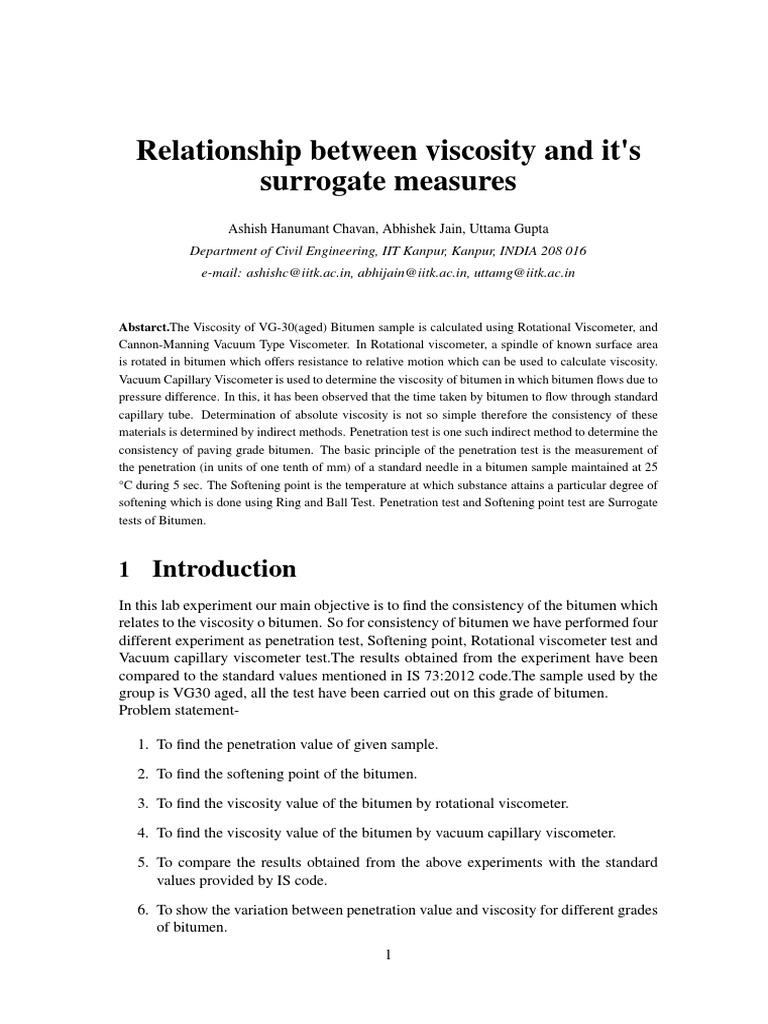 Viscosity Testing of VG-30 Bitumen | PDF | Viscosity | Classical Mechanics