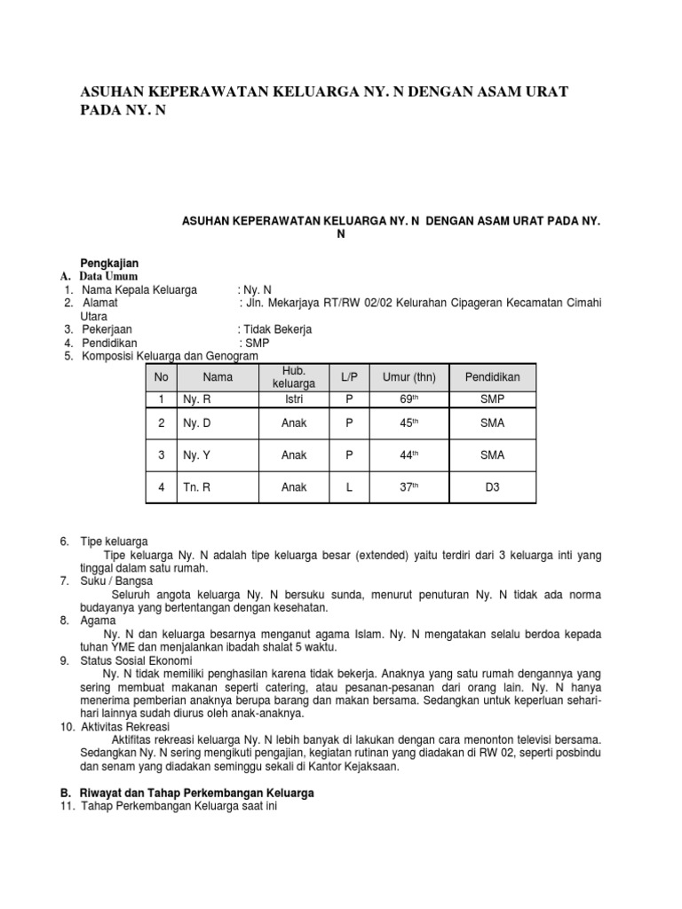 Asuhan Keperawatan Keluarga Asam Urat | PDF