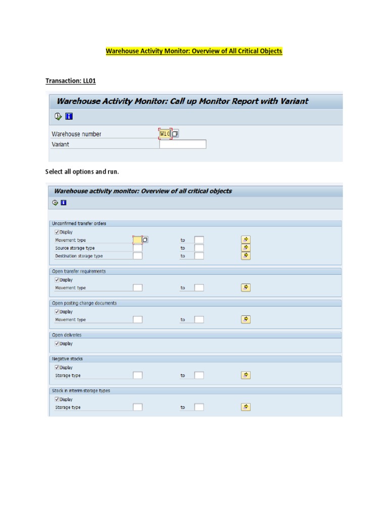 Streit WM - (LL01) Warehouse Activity Monitor - Overview of All ...