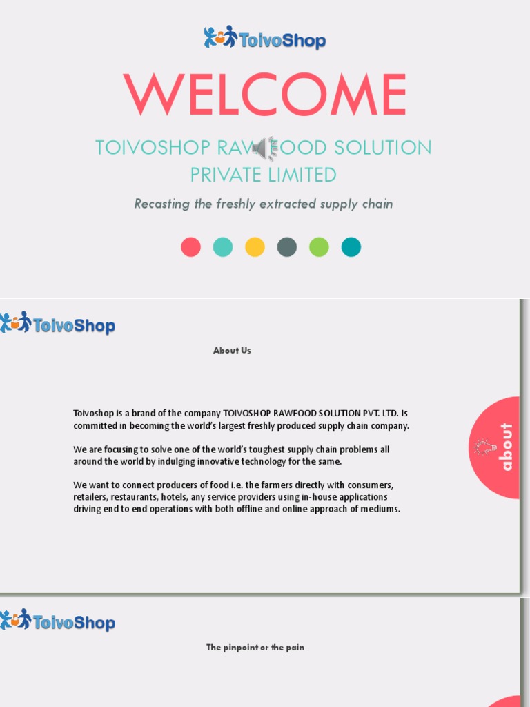 Toivo Shop Investor Pitch | Download Free PDF | Commodity | Retail