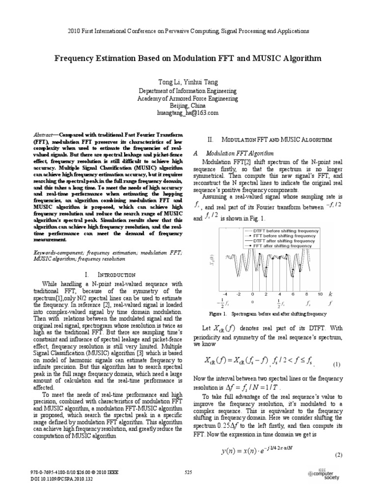 Frequency Estimation by Modulation FFT and Music | PDF | Fast Fourier ...