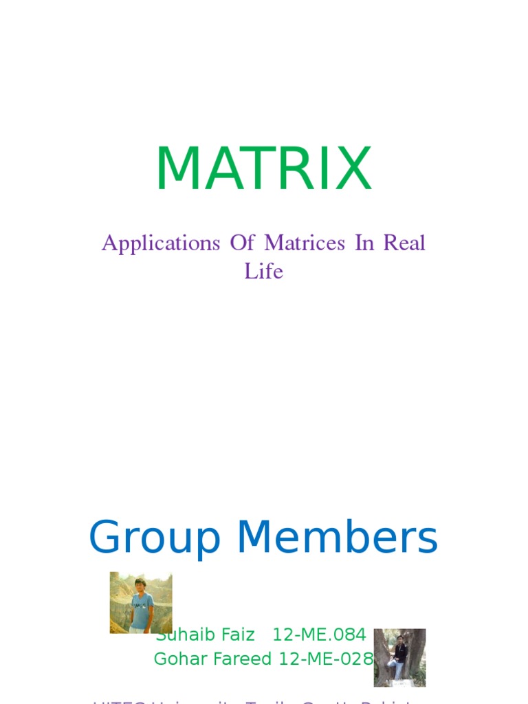 Applications of Matrices in Real Life PDF | PDF | Matrix (Mathematics ...