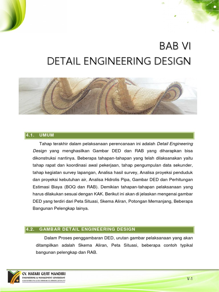 Rincian Detail Engineering Design SPAM | PDF