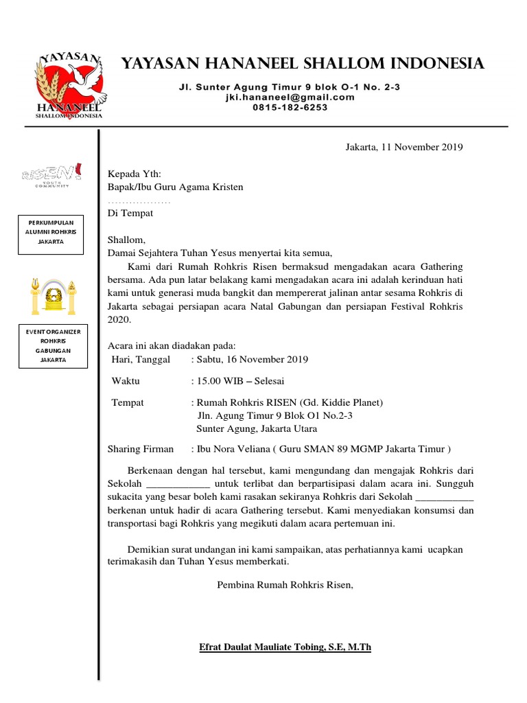 SURAT UNDANGAN GATHERING ROHKRIS Fix | PDF