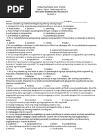 UNANG MARKAHANG PAGSUSULIT-GRADE 9 With Answer key-MA'AM NERY H. SALAZAR MT-II | PDF