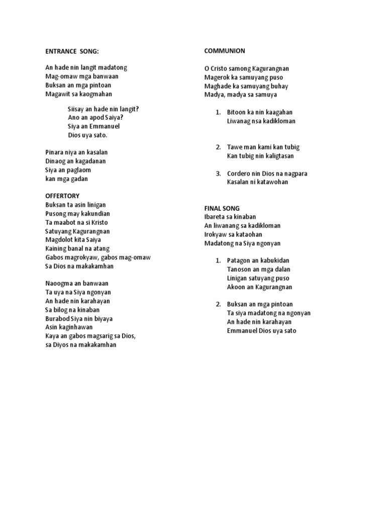 Bikol Advent Songs | PDF