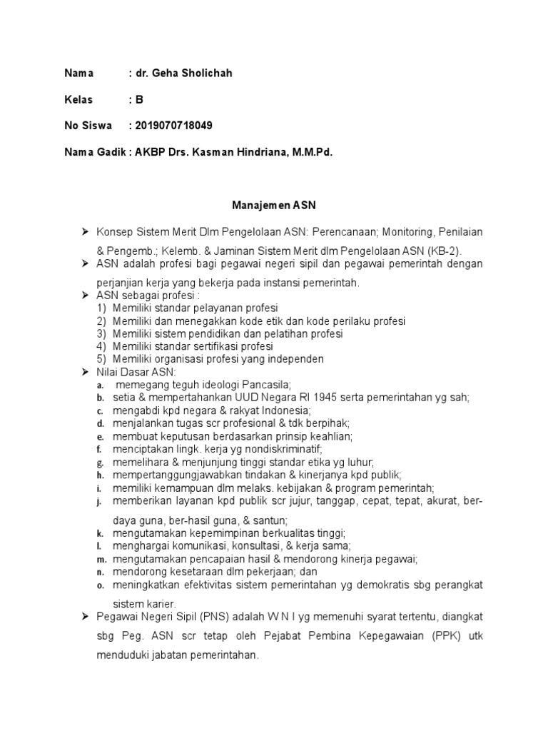 Resume Manajemen ASN | PDF