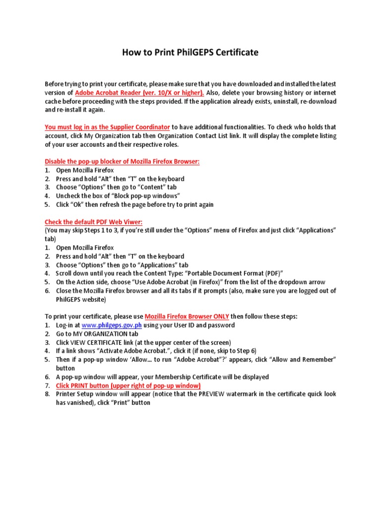 Print Your PhilGEPS Certificate Guide | PDF | Career & Growth | Business