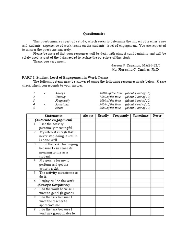 Student Engagement in Work Teams | PDF | Behavioural Sciences | Applied ...