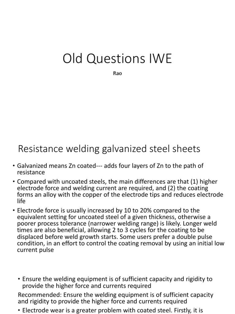 Old Questions IWE | PDF | Electric Arc | Welding