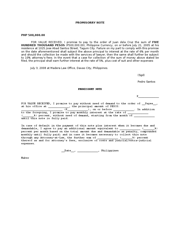 Promisorry Note | PDF | Promissory Note | Interest