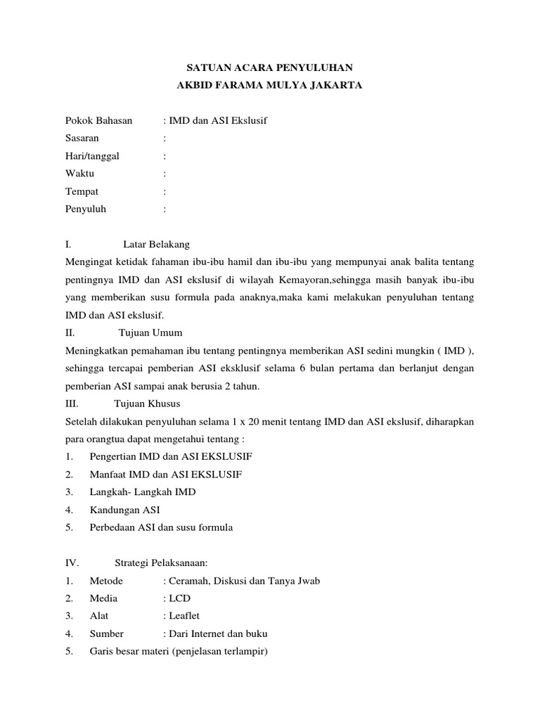 SAP IMD Dan ASI Ekslusif | PDF