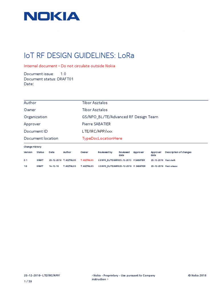 IoT RF Design Guideline LoRa V01 Internal | PDF | Radio | Decibel