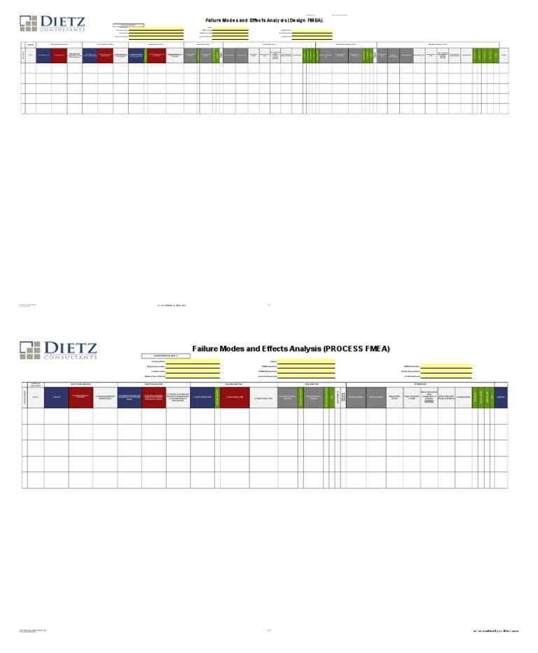 Form Sheet AIAG VDA Design U Process-FMEA en | PDF | Engineering ...