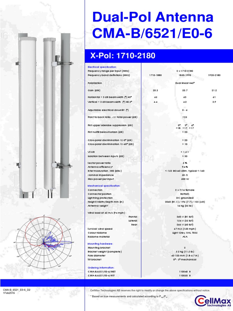 Cellmax CMA_B_6521_E0-6.pdf | Antenna (Radio) | Decibel