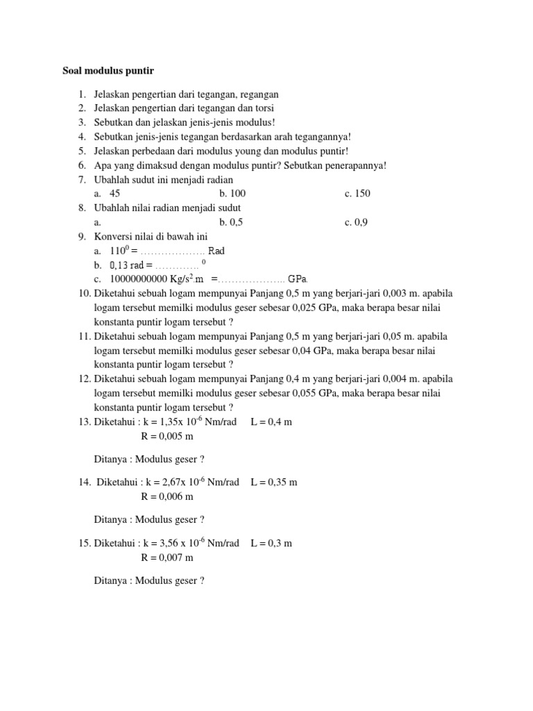 Soal Modulus Puntir | PDF