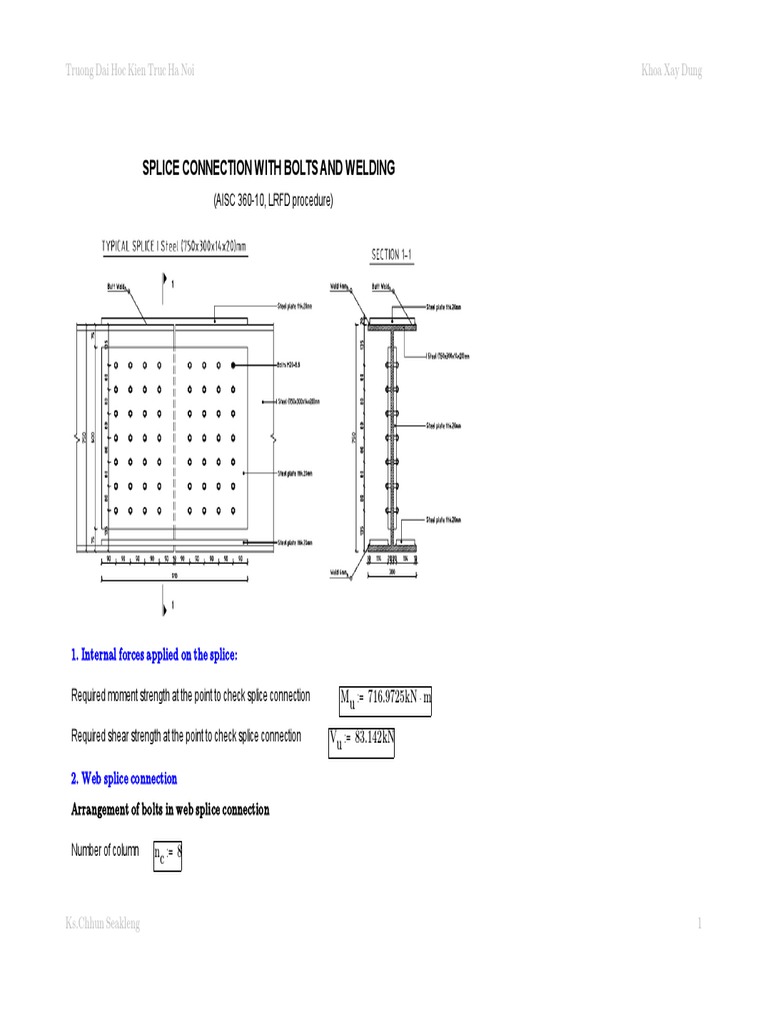Mathcad - Splice Connection With Bolts and Welding PDF | PDF ...