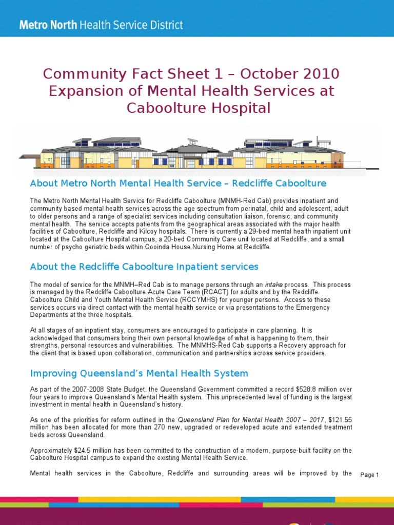 Community Fact Sheet 1 - Caboolture Hospital - Mental Health | PDF ...