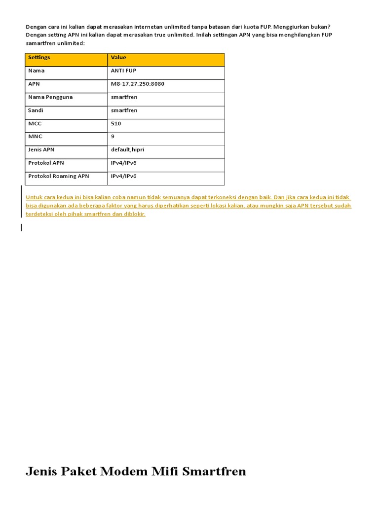 FUP Smartfren Unlimited | PDF