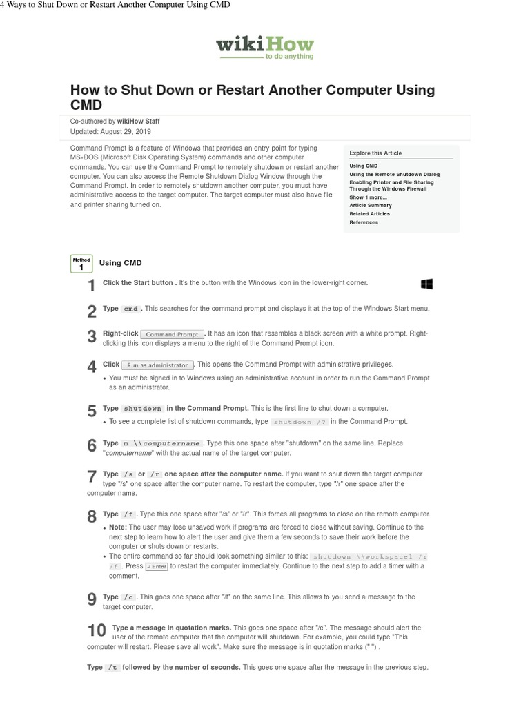 Remote Shutdown via CMD Guide | PDF | Windows Registry | Command Line ...