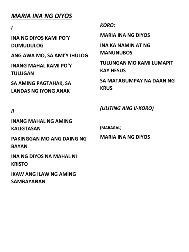 Maria Ina NG Diyos | PDF