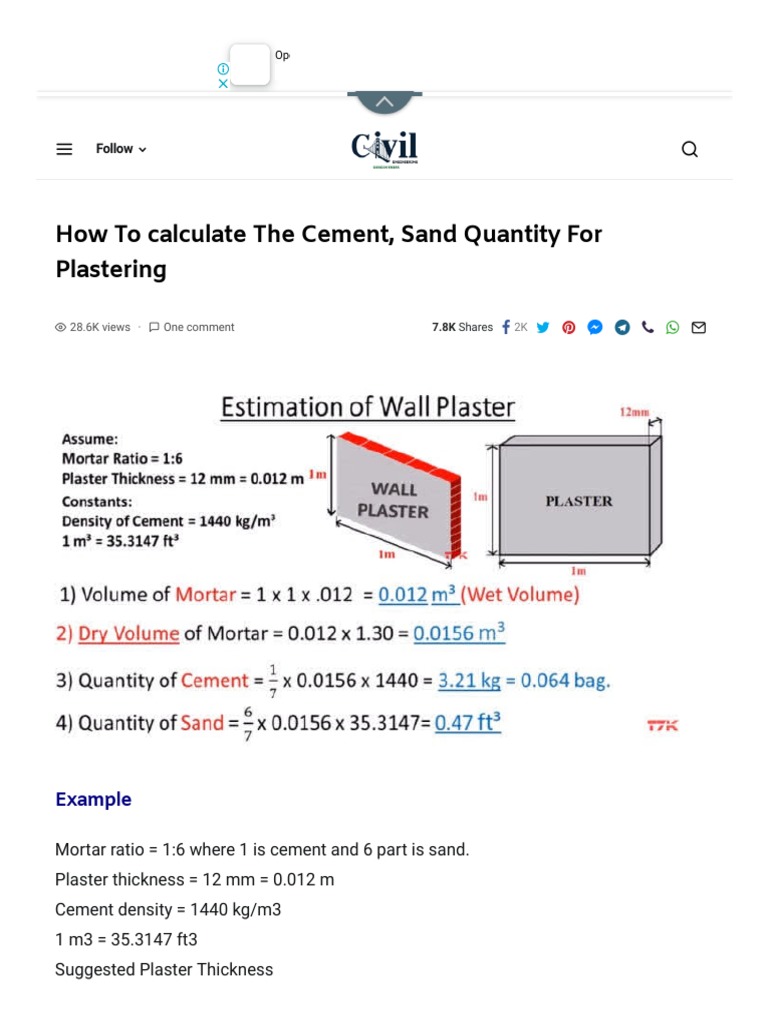 How To Calculate The Cement, Sand Quantity For Plastering - Engineering ...
