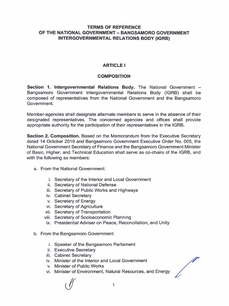 Terms of Reference of The National Government - Bangsamoro Government ...