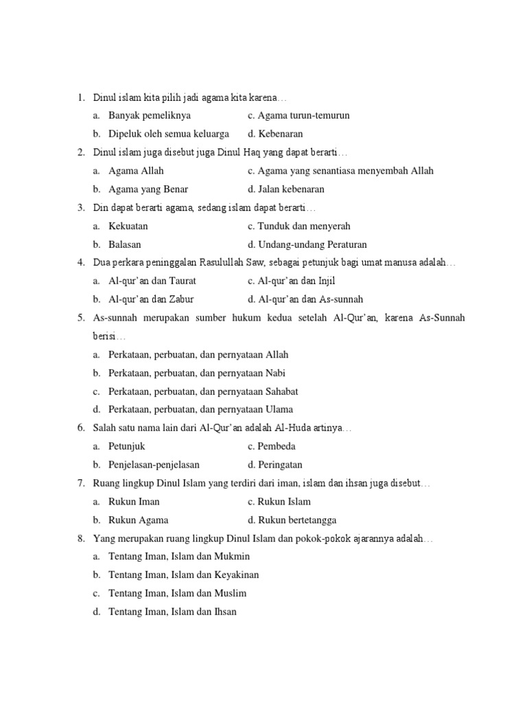 Soal Ulangan Tpa | PDF | Agama & Spiritualitas