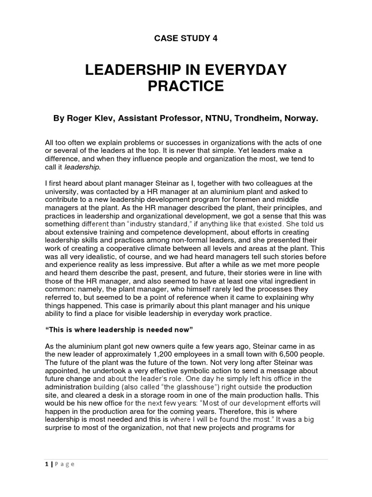 Everyday Leadership Practices Case Study | PDF | Leadership | Knowledge