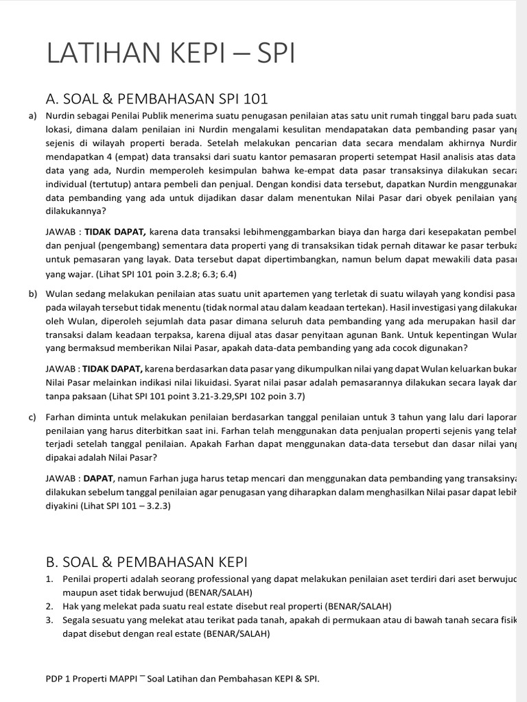 Latihan Soal KEPI dan SPI 101 | PDF