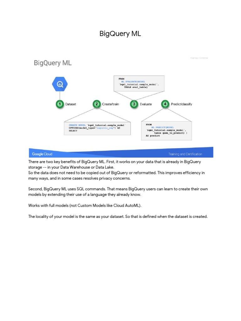 BigQuery ML Documentation | PDF | Business | Computers