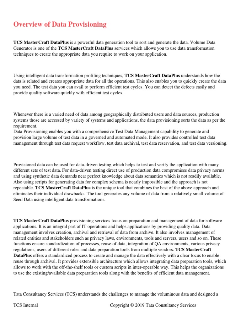 Overview of Data Provisioning | PDF | Privacy | Information Management